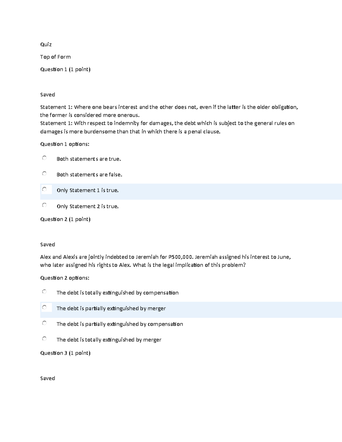520650166 Quiz 4 Extinguishment of Obligations Oblicon - Quiz Top of ...