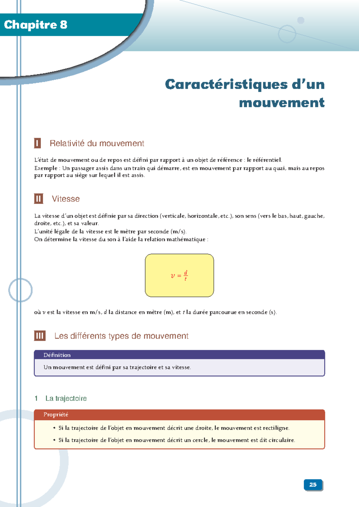 Caracteristiques d un mouvement cours 2 1 - Chapitre 8 Caractéristiques ...