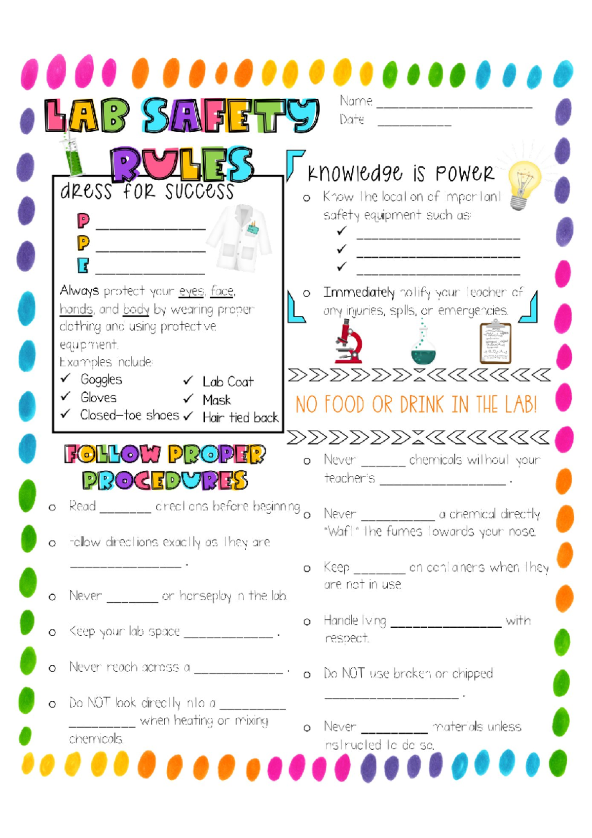 Lab Safety Worksheet & Pledge for Evi Maria Castricum (Course Code ...