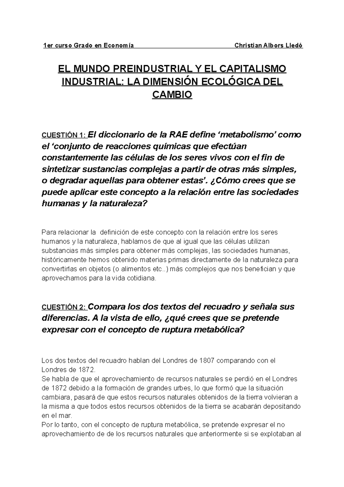 Practica 2 Historia - 1er curso Grado en Economía Christian Albors ...