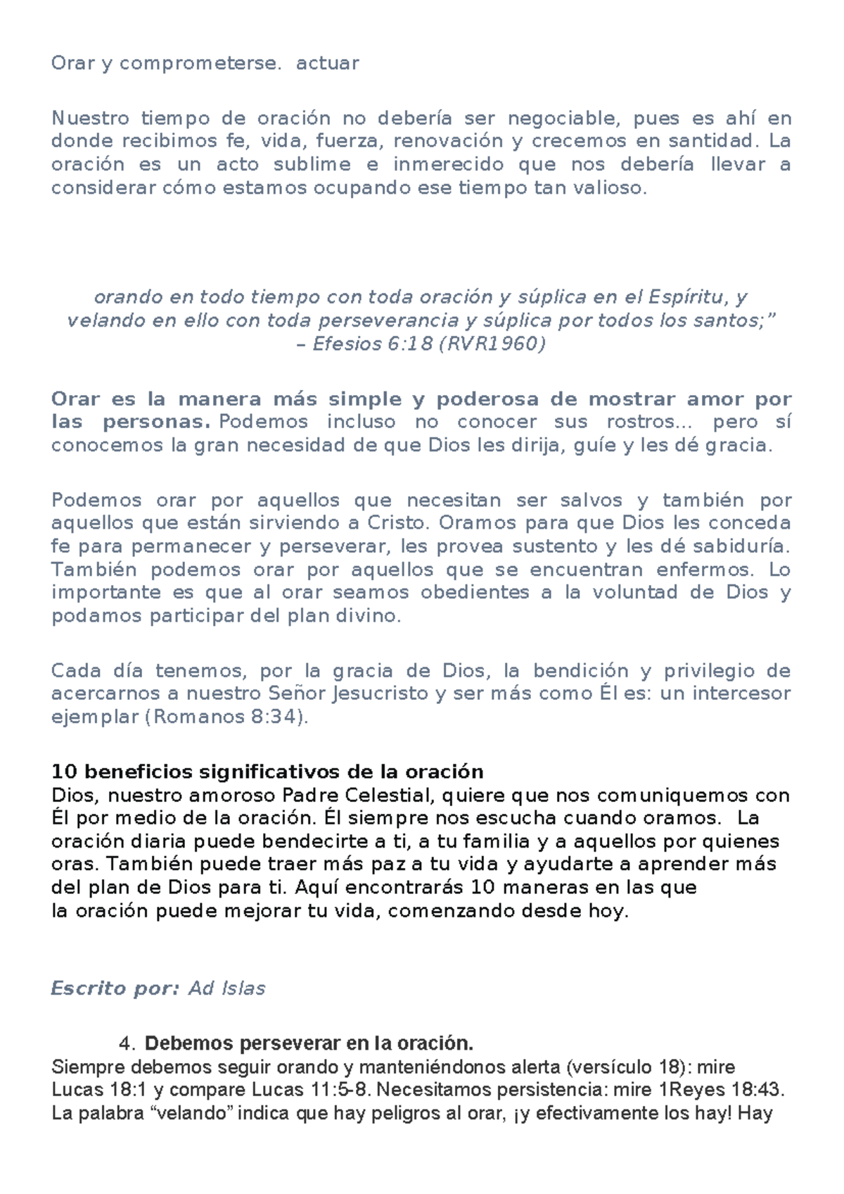 Orar y comprometerse - forma de orar - Orar y comprometerse. actuar ...
