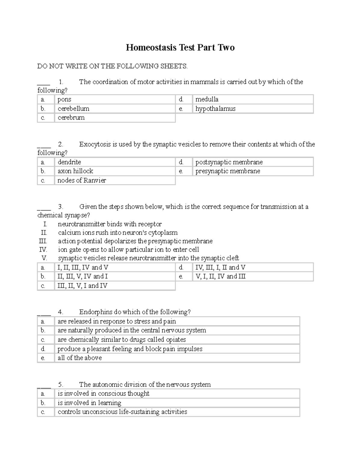 SBI4U Chapter 9-10 Homeostasis Test Part Two - Studocu