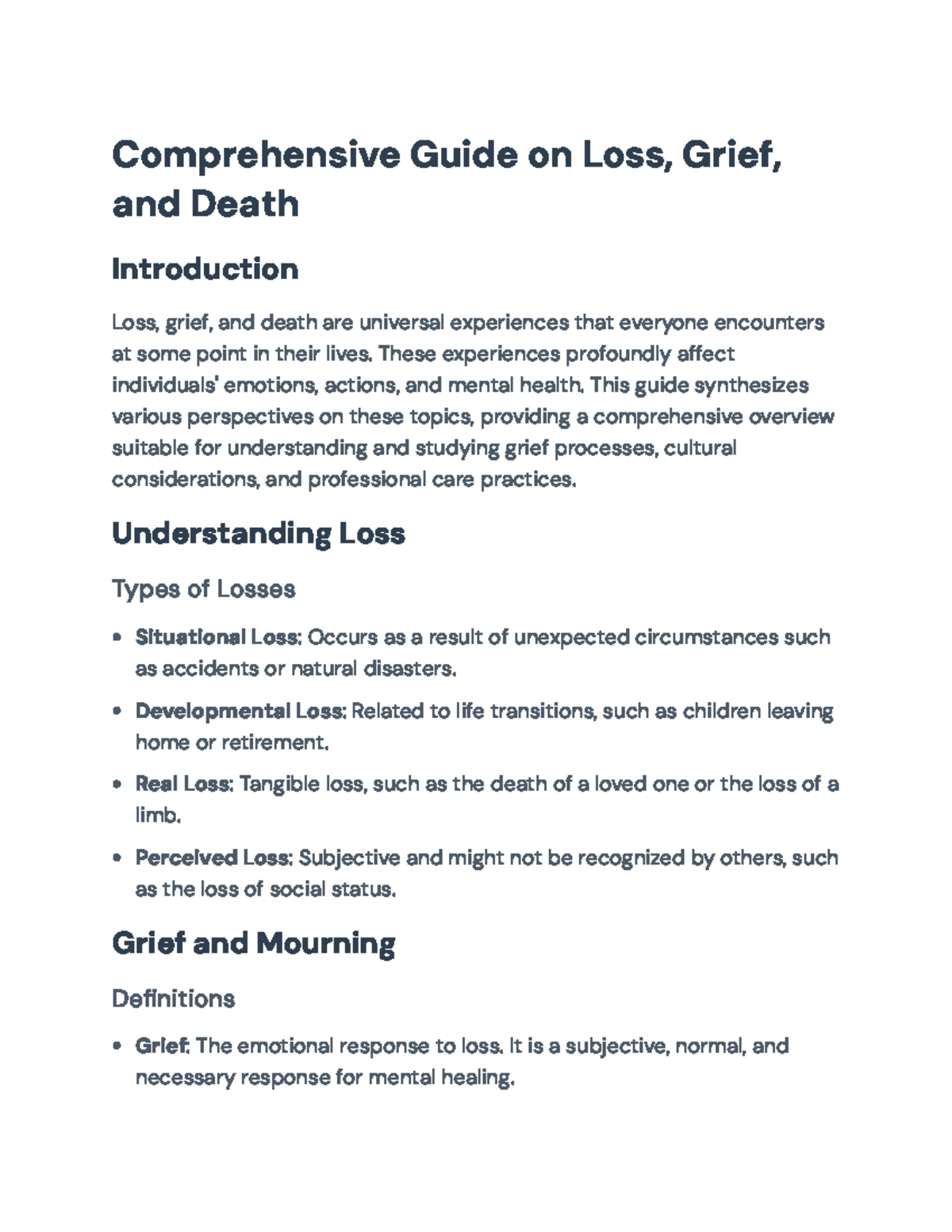 Understanding Loss, Grief, and Death: A Nursing Care Guide (NUR 101 ...