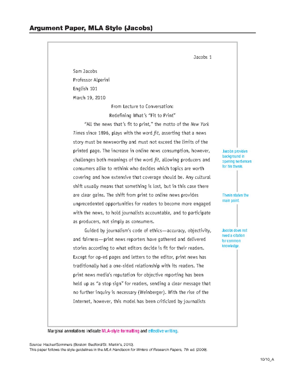 Argument Paper MLA Style (Jacobs) - Studocu