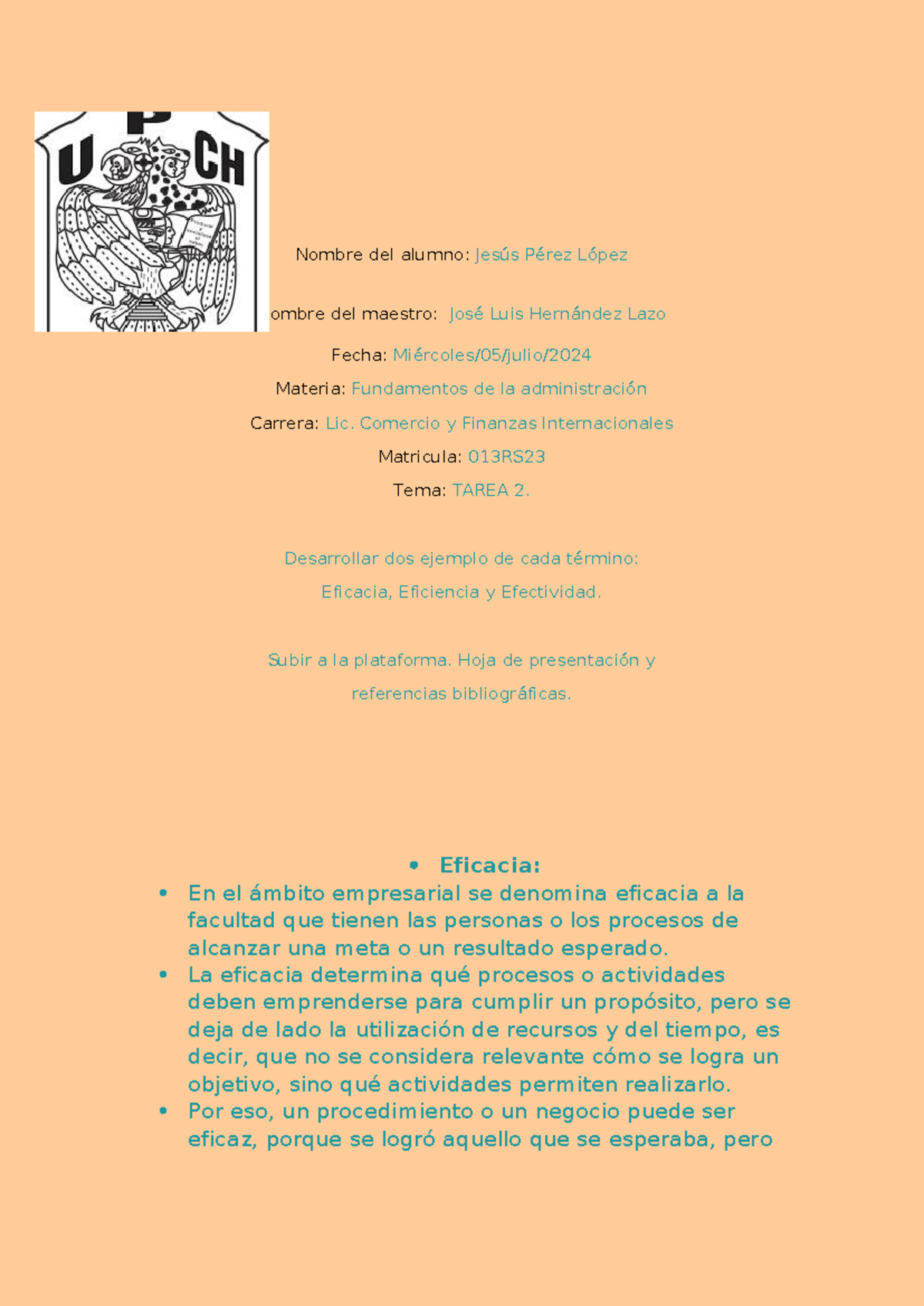 TAREA 2: Eficacia, Eficiencia y Efectividad en Adm. (Lic. Comercio ...