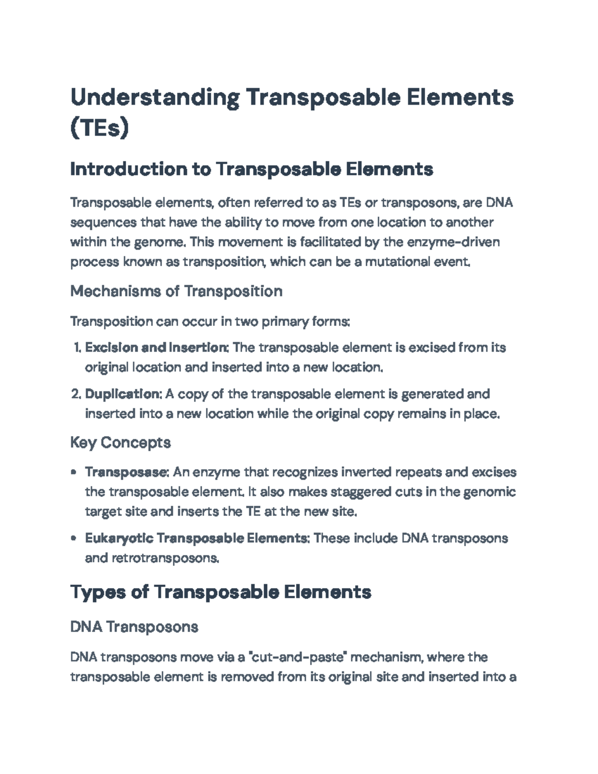 Understanding Transposable Elements (TEs) in Genetics: Mechanisms ...