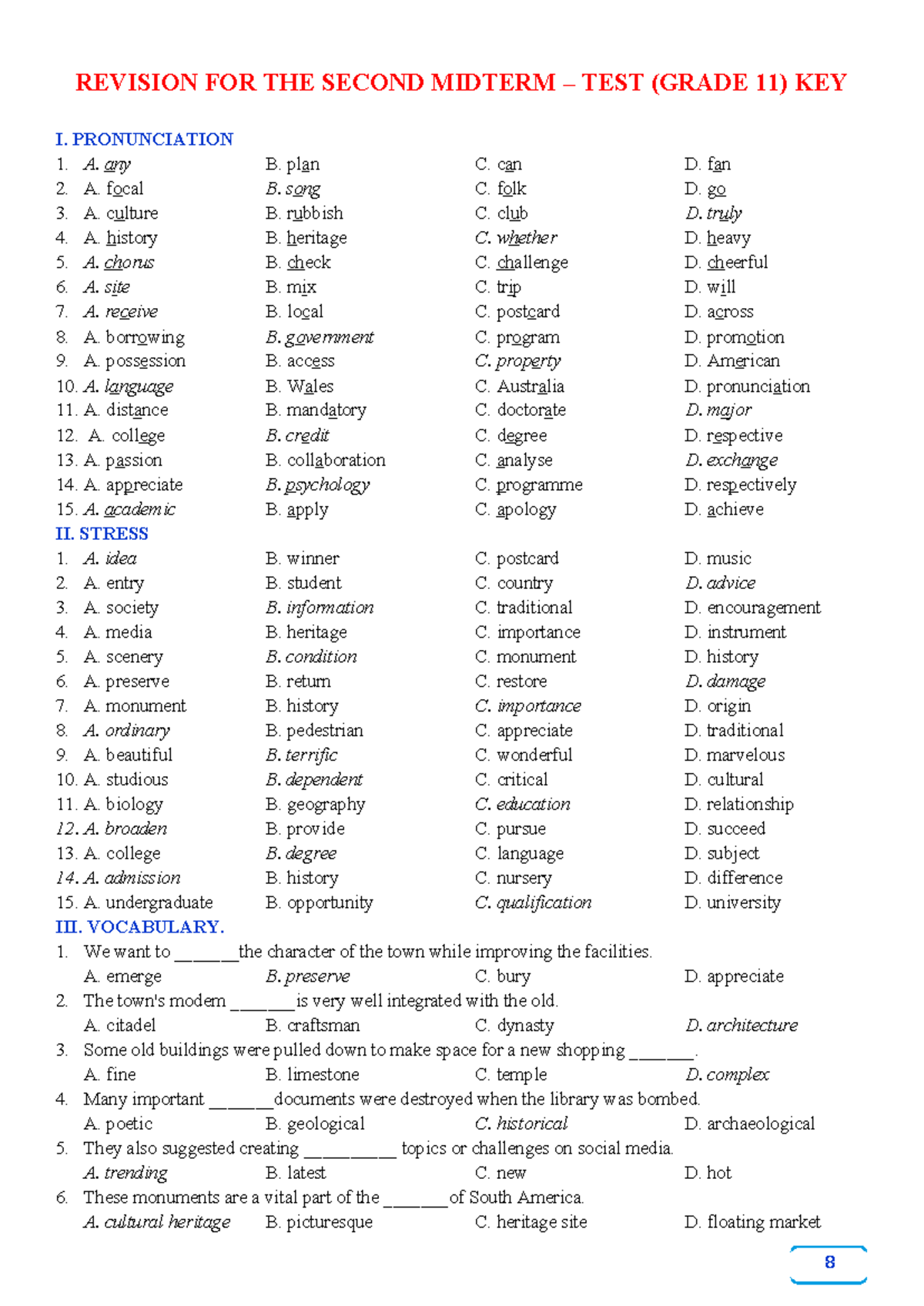 K11 2026 KEY Revision for the 2nd Midterm Exam - Studocu