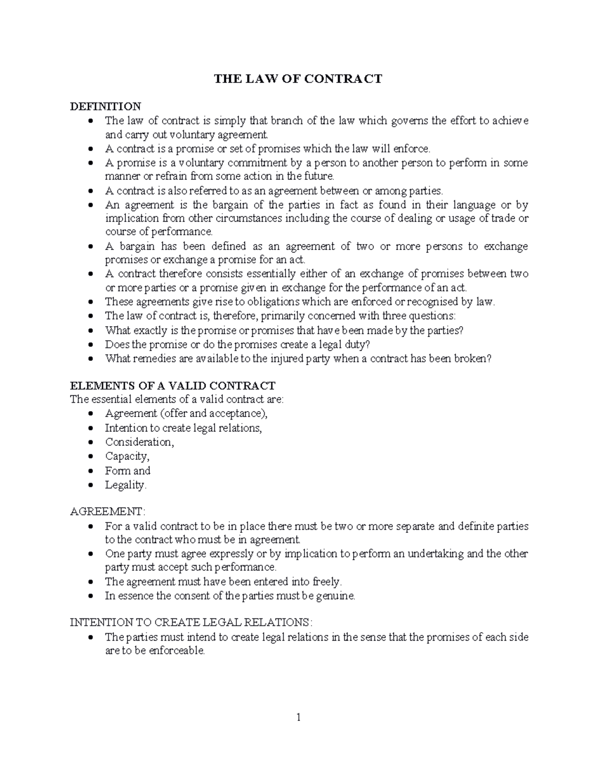 Contract Law Overview: Key Principles and Elements Explained - Studocu