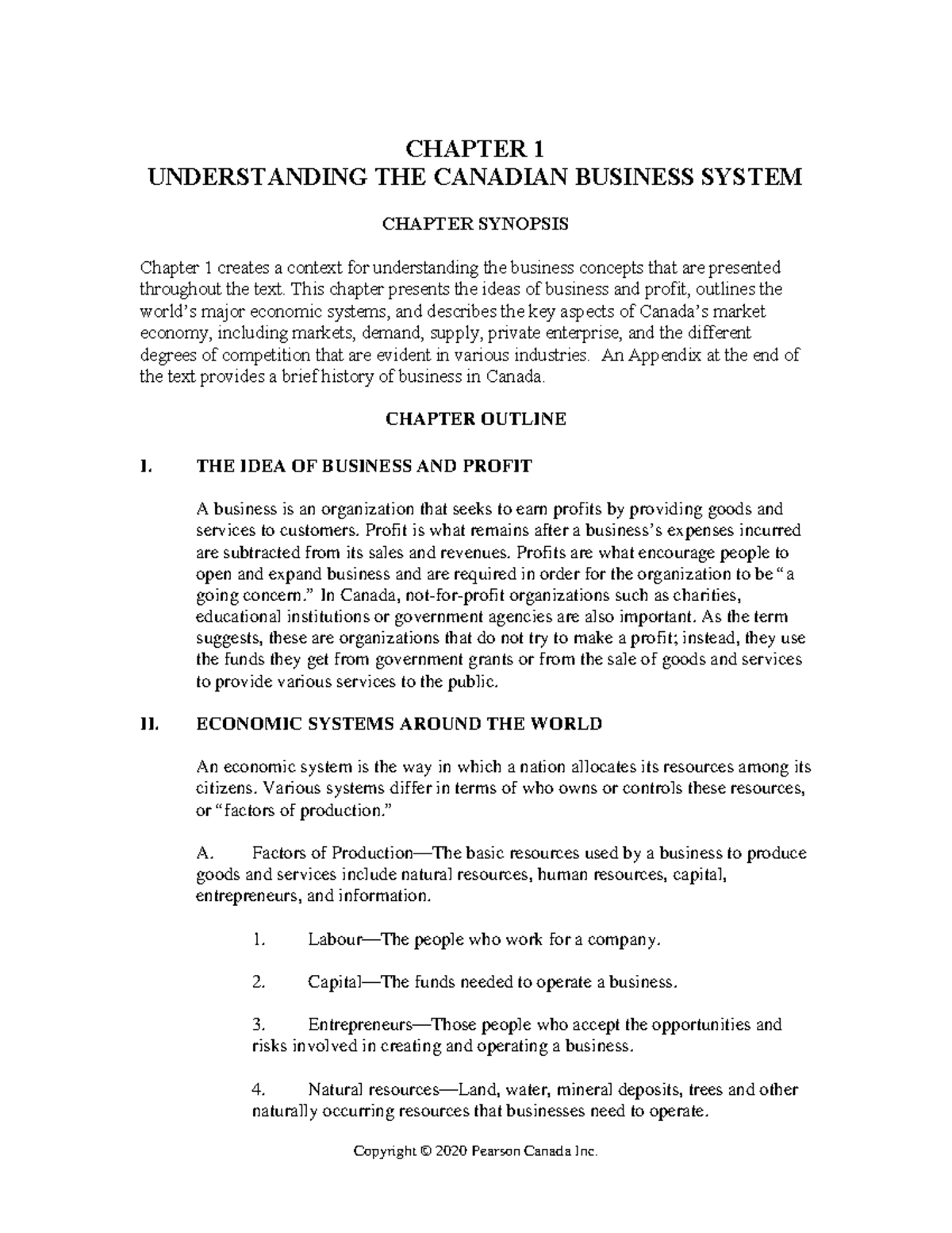 Chapter 1 - Understanding the Canadian Business System (Bus 9C) - Studocu