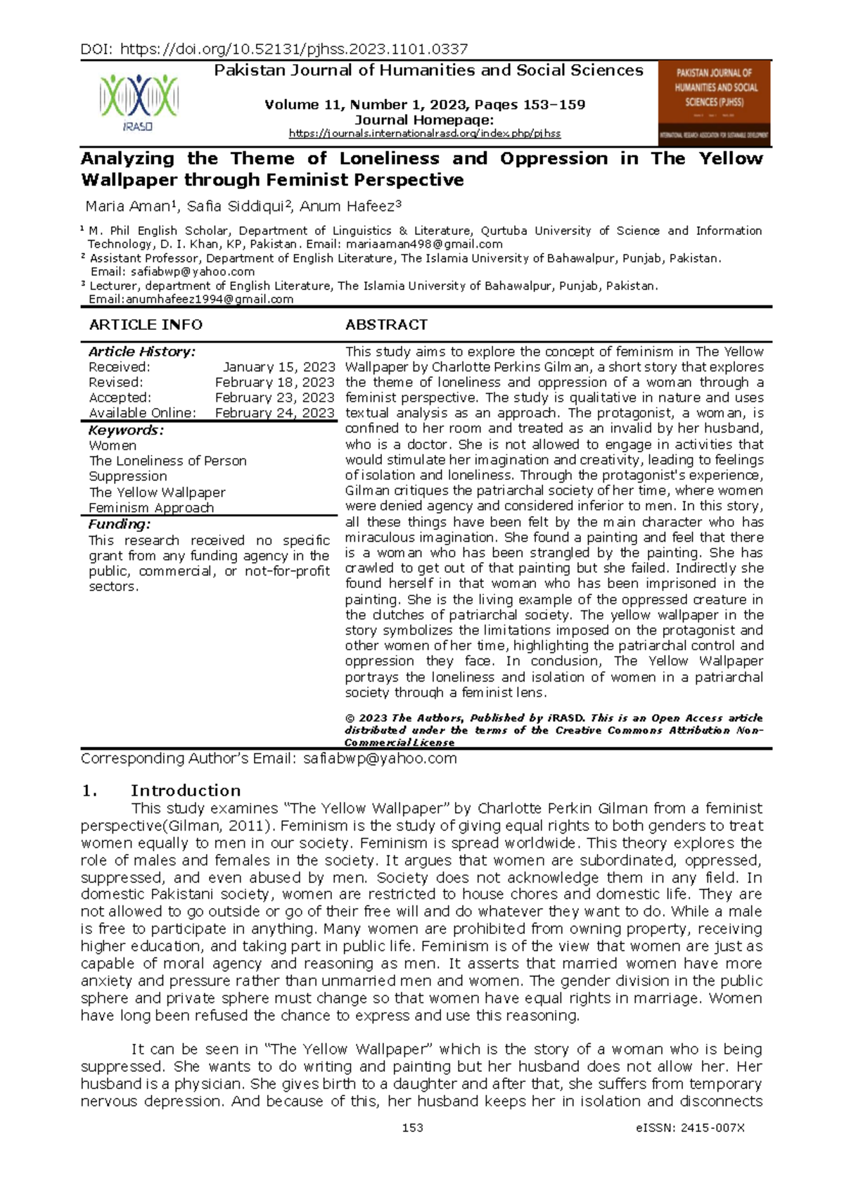 Critical Analysis of The Yellow Wallpaper: A Feminist Perspective (ENG ...