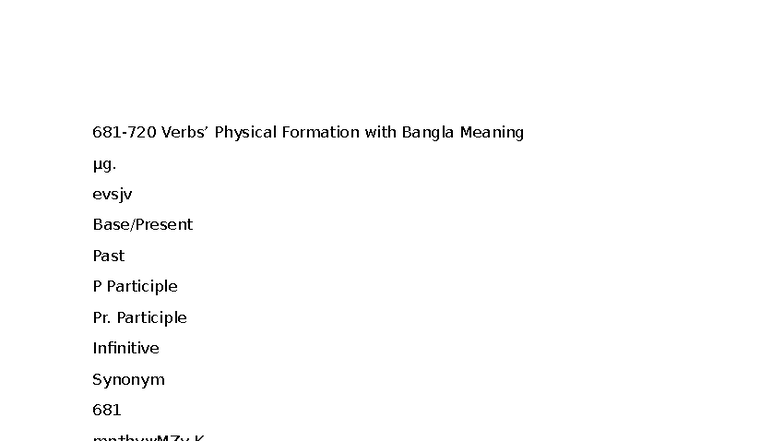 Physical Formation with Bangla Meaning: Past Participle & Synonyms ...