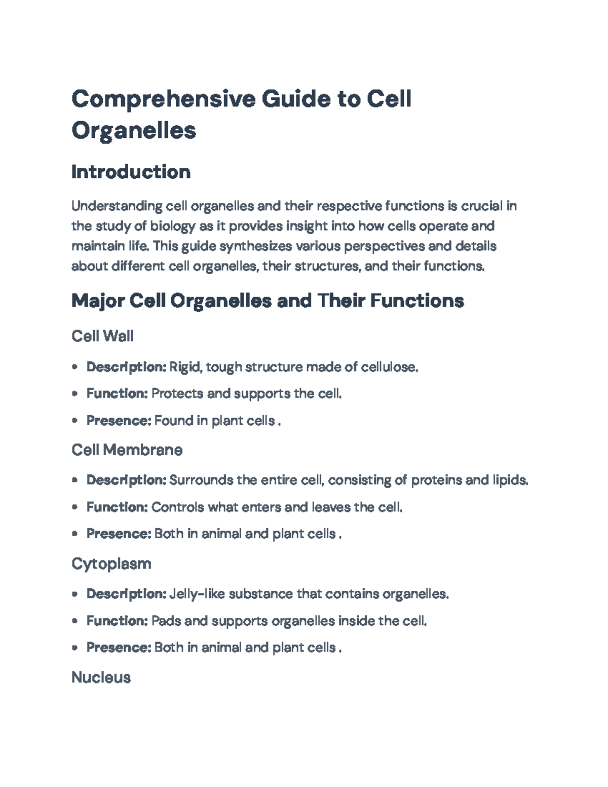 Comprehensive Guide to Cell Organelles: Functions and Structures ...