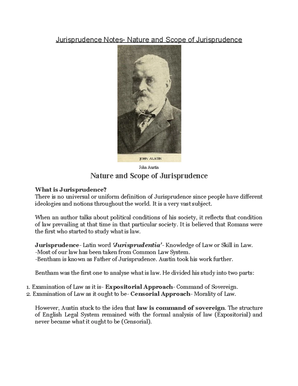 Jurisprudence notes - ...... - Jurisprudence – II UNIT I – State ...