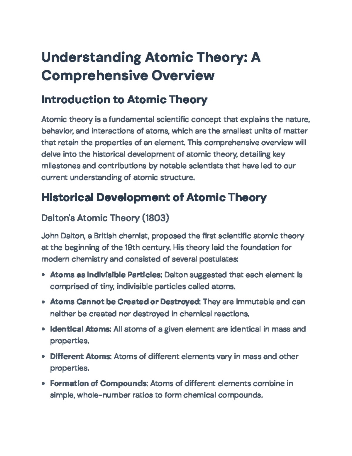 Understanding Atomic Theory: A Comprehensive Overview - Understanding ...
