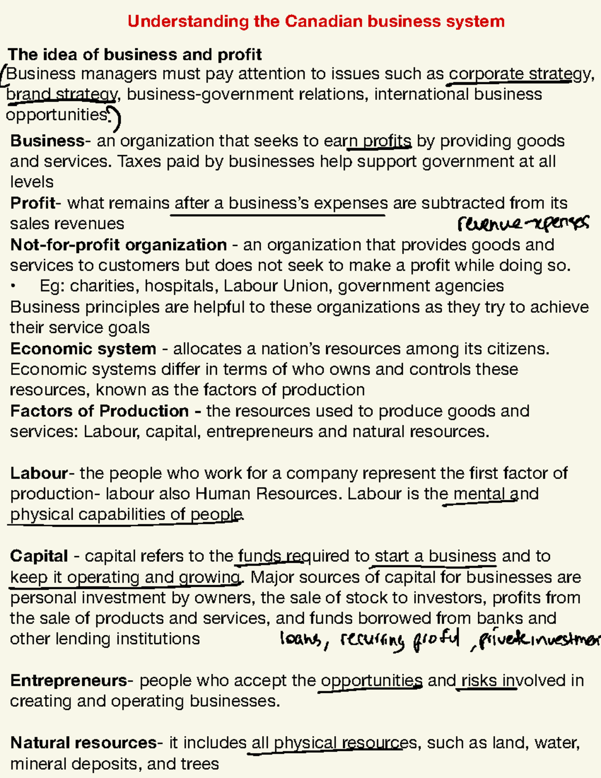 Chapter 3- MGM - Understanding the Canadian business system The idea of ...