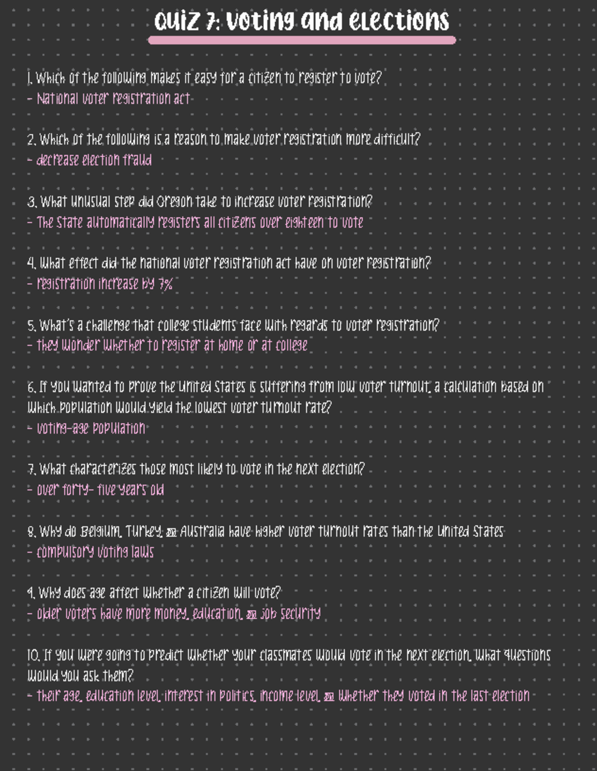 Quiz 7: Voting and Elections - Openstax American Government Ch. 7.1-7.5 ...
