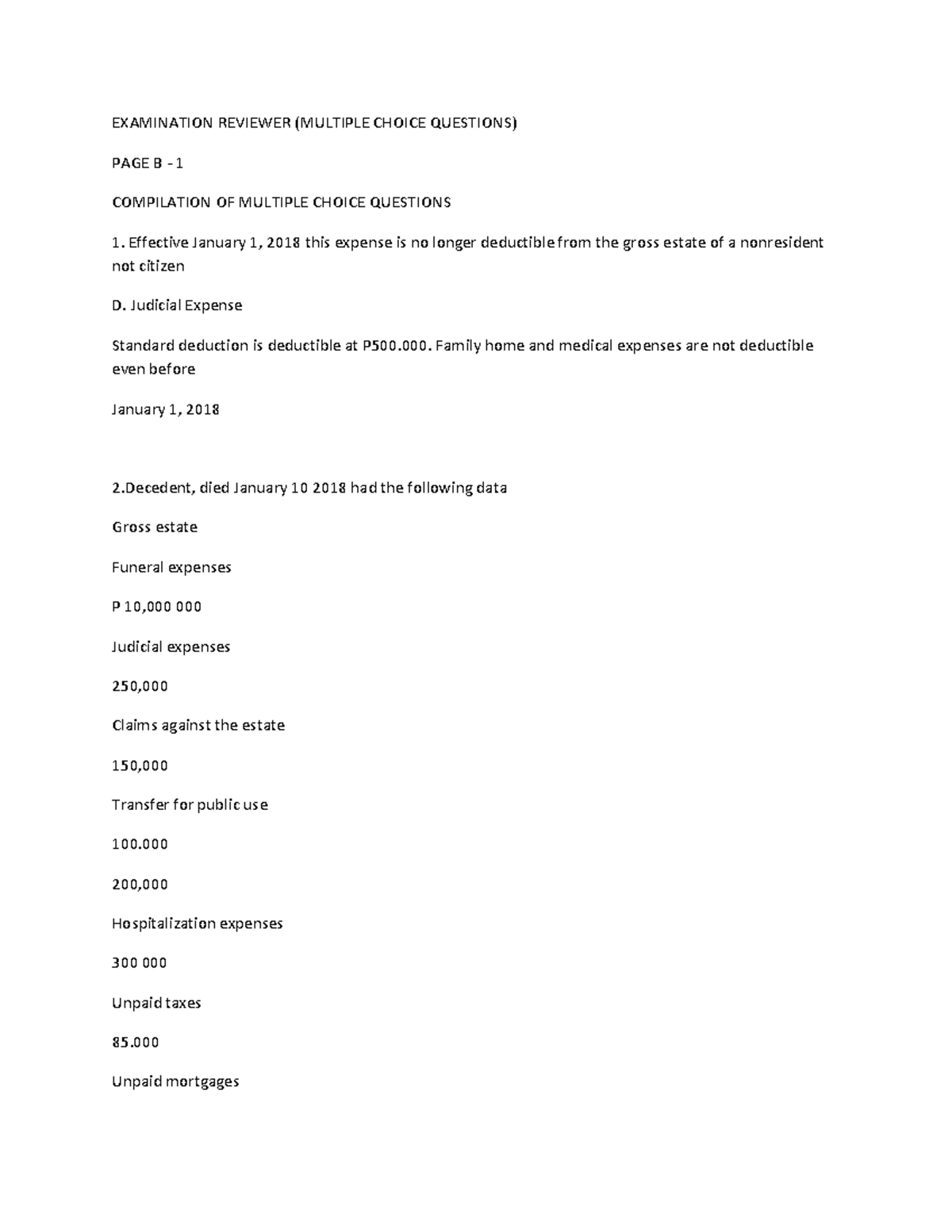 CTT Final Exam Reviewer: Compilation of Multiple Choice Questions - Studocu