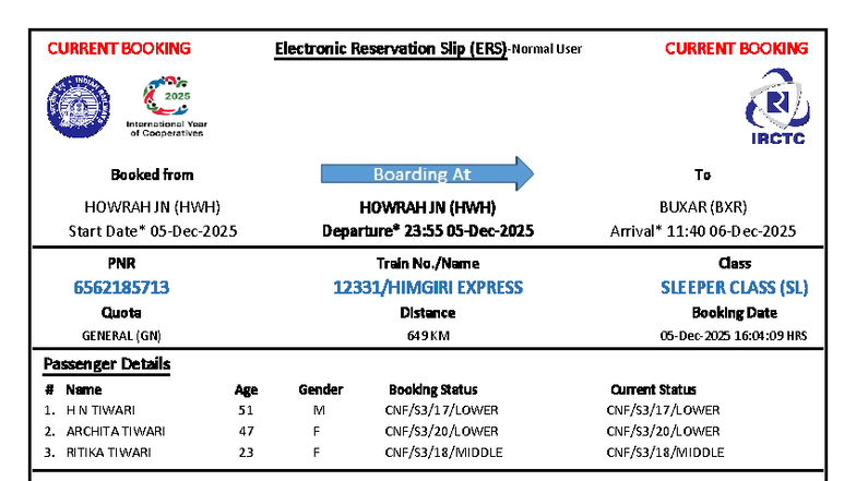 Electronic Reservation Slip for Train 6562185713 - Studocu