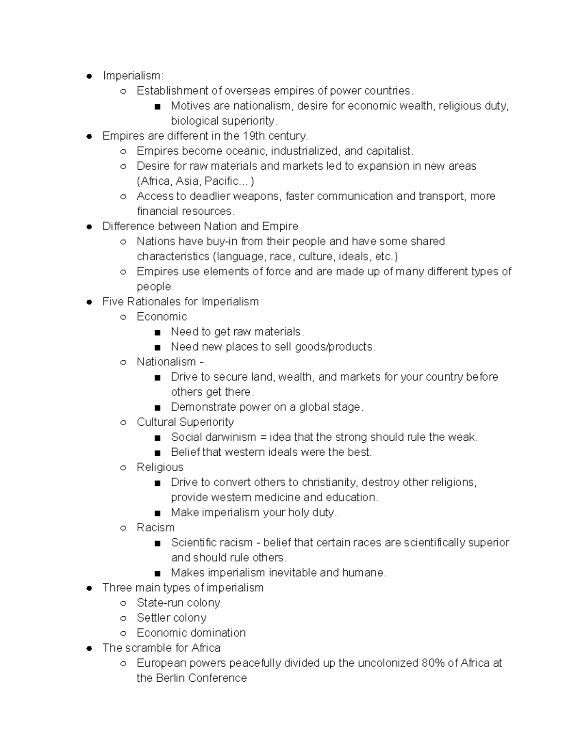 World History Notes - Imperialism: Establishment of overseas empires of ...