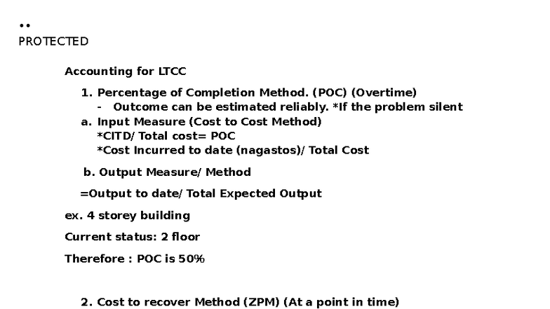 Accounting for LTCC: POC Method & Cost Recovery Analysis - Studocu