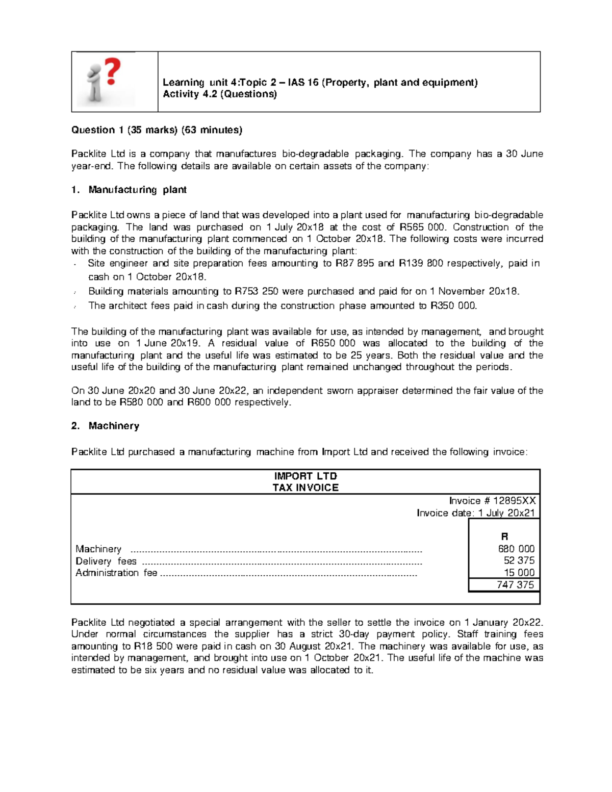 4.2 IAS 16 PPE Self-Assessment Questions and Answers - Studocu