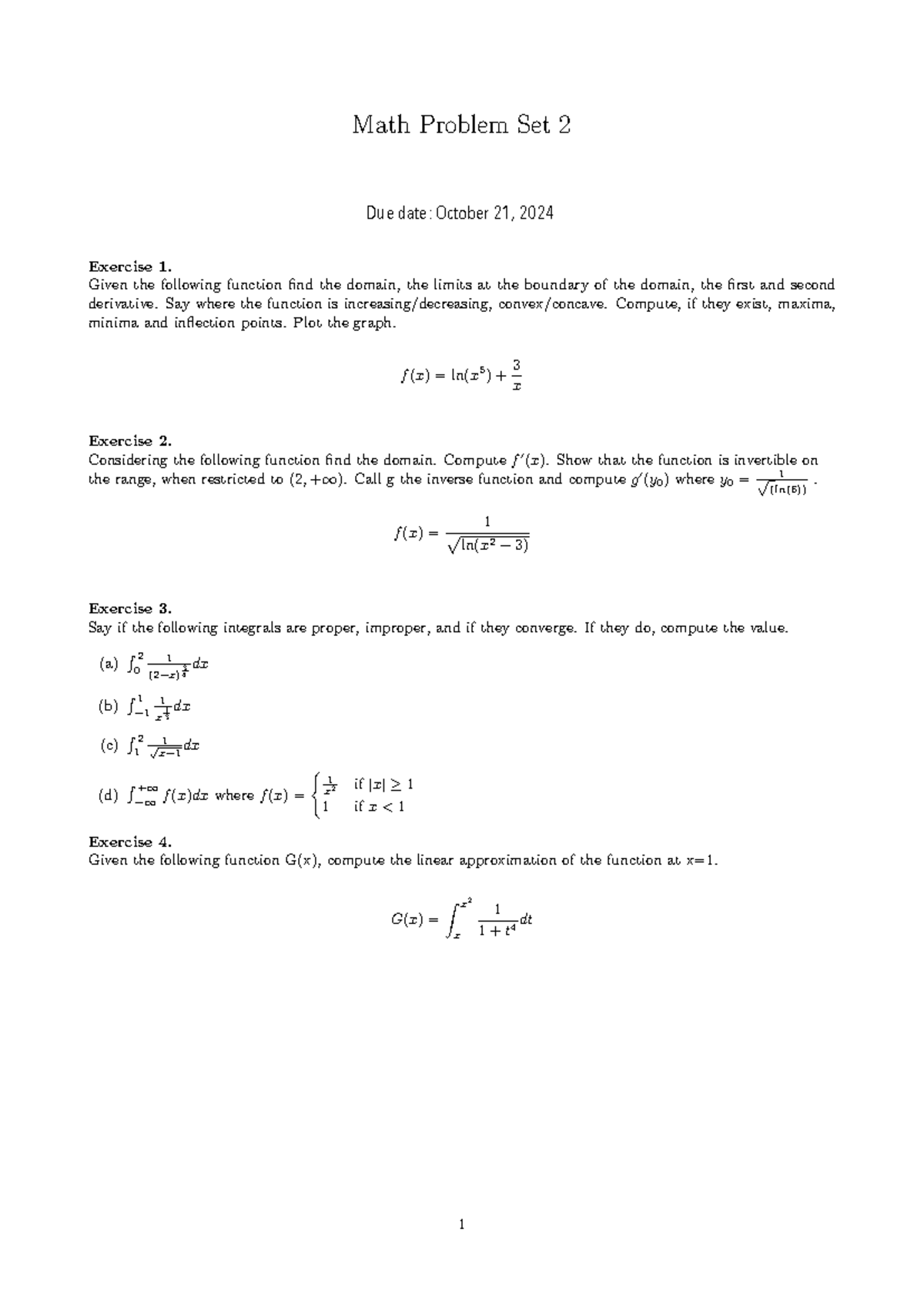 Math Problem Set 2 - Solutions and Exercises - Studocu