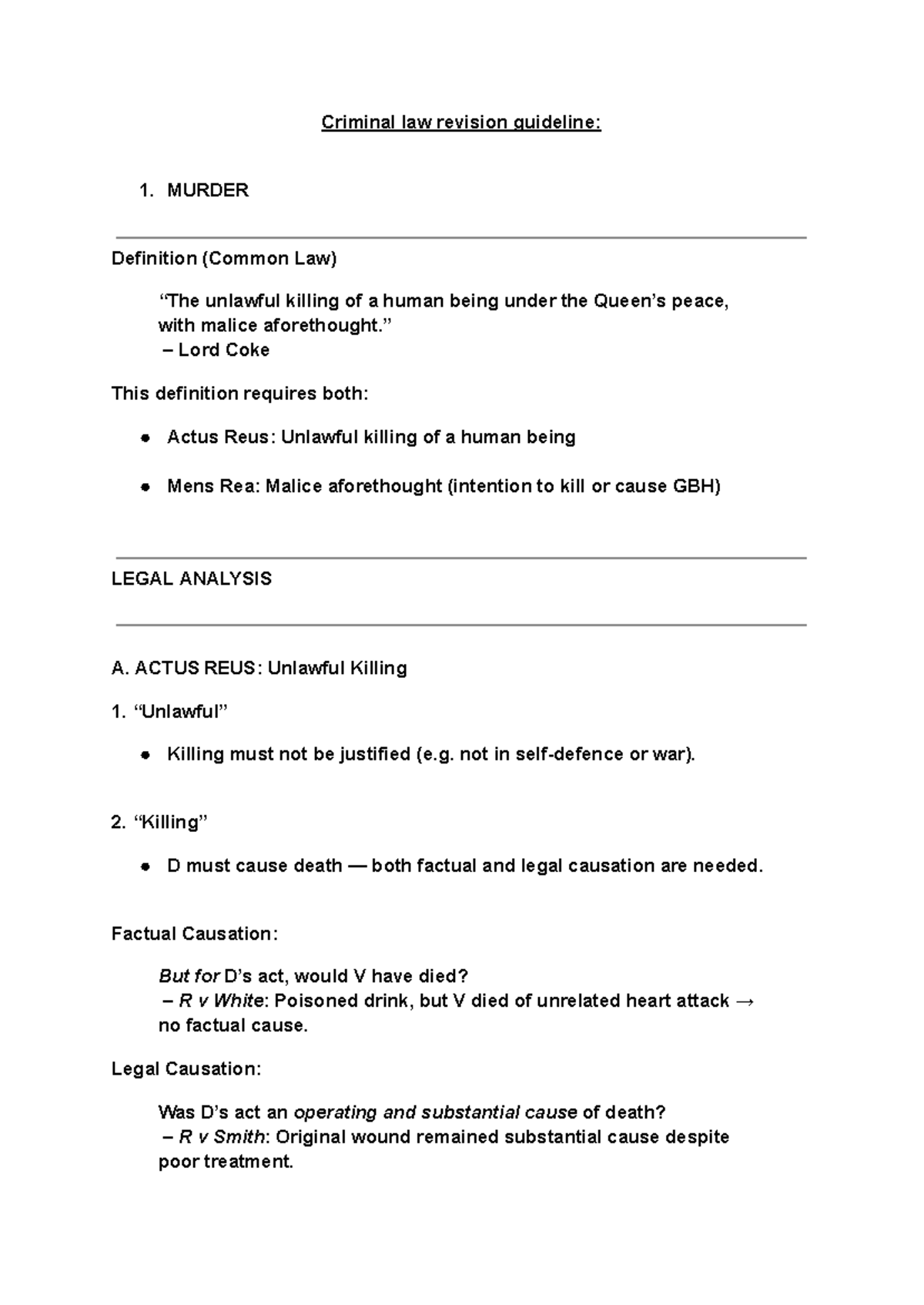 Criminal Law Revision Guide: Key Concepts & Case Law Analysis - Studocu