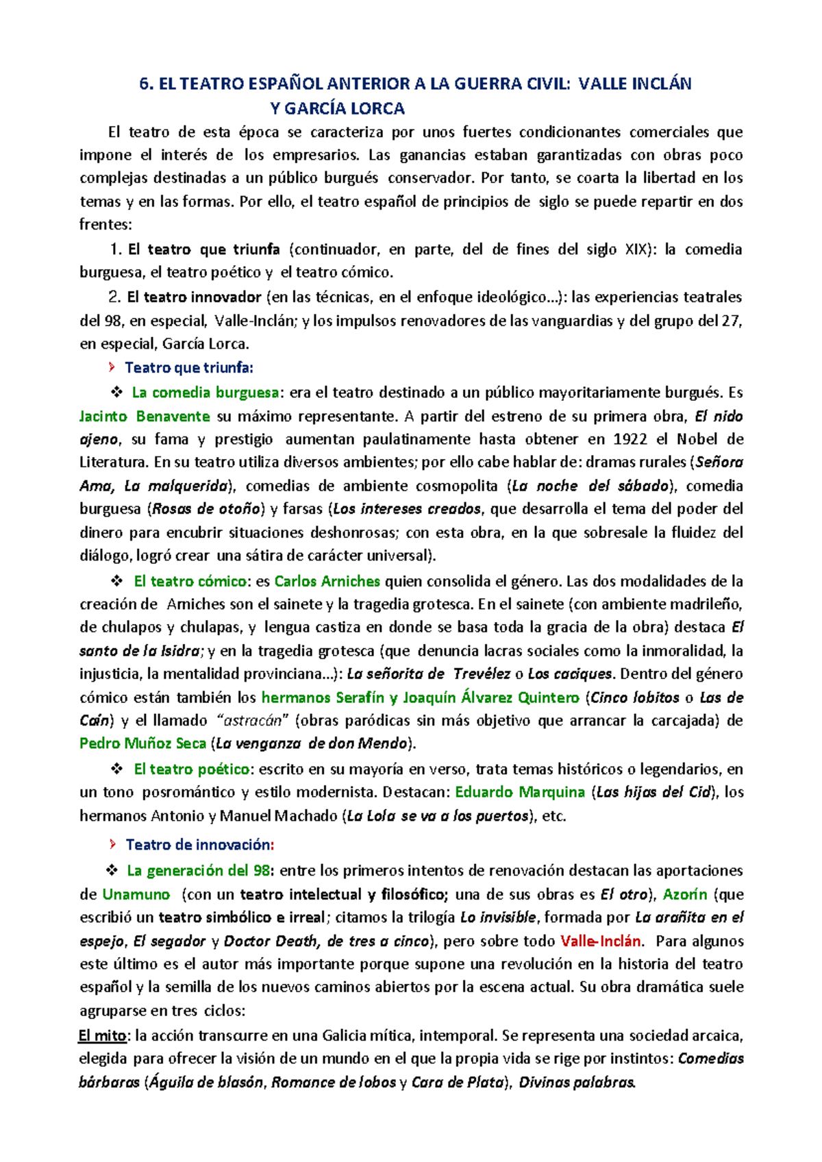 6. El Teatro Español Anterior a la Guerra Civil: Innovaciones y ...