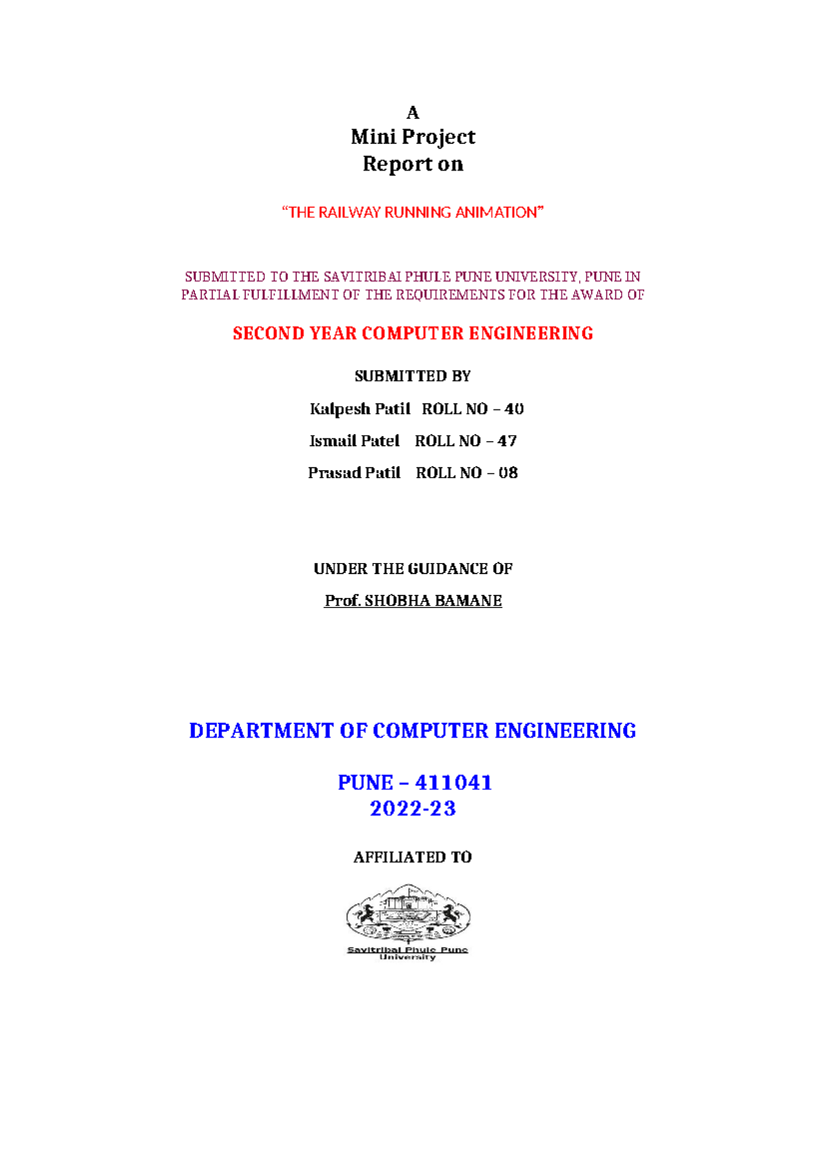 CG Mini Project Report: Railway Running Animation in C++ - Studocu