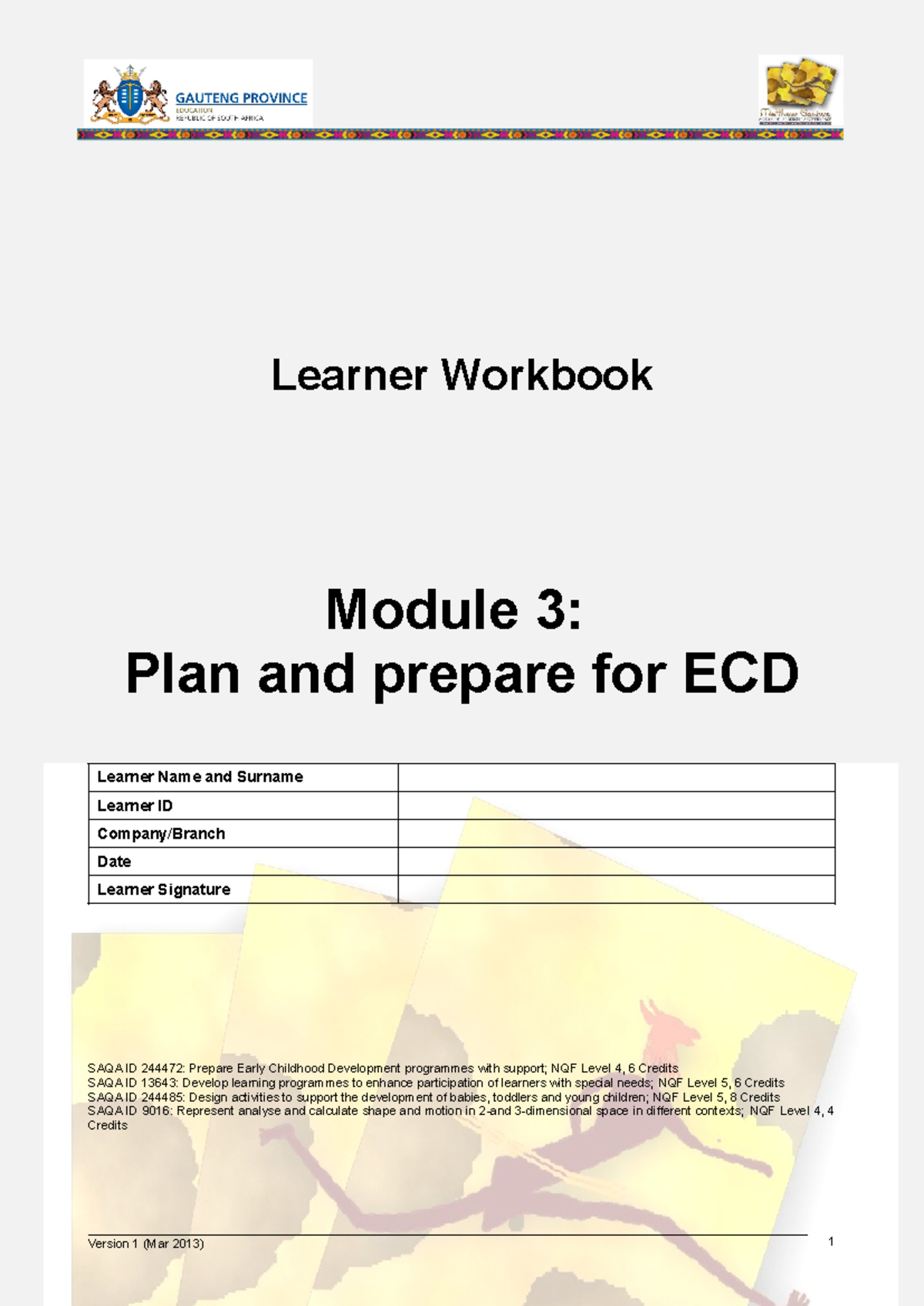 Module 3: ECD Learner Workbook - Planning & Activities for Development ...