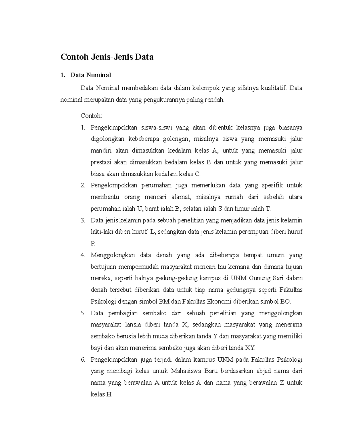 Dasar-Dasar Statistika: Contoh Data Nominal, Ordinal, Interval & Rasio ...
