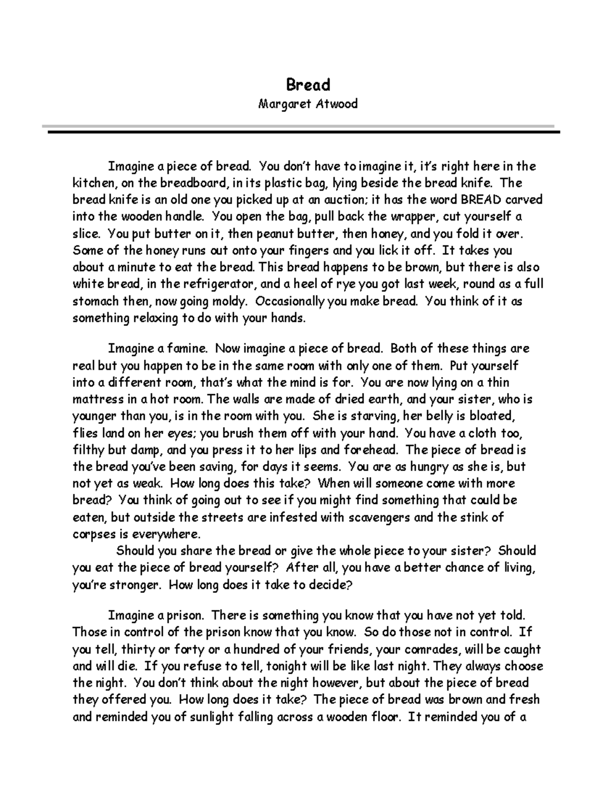 Critical Analysis of "Bread" by Margaret Atwood: Themes and Symbolism ...