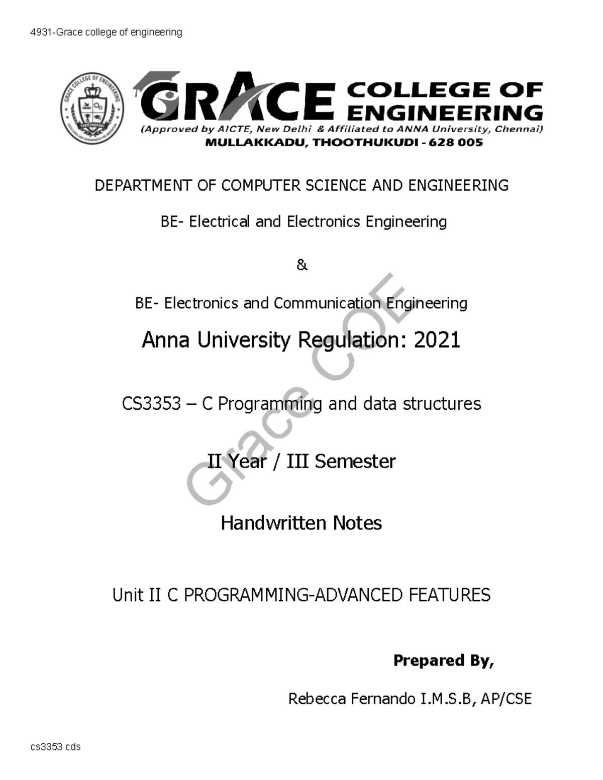 CS3353 C Programming & Data Structures II - Unit II Notes - Studocu