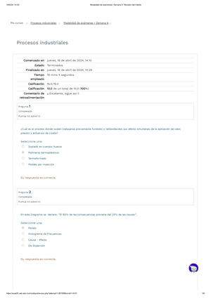 Procesos industriales examen sem 3 y 4 - Procesos industriales 1. Mis ...