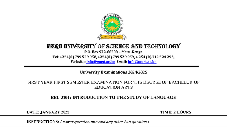 EEL 3101 Final Exam: Introduction to the Study of Language - Studocu