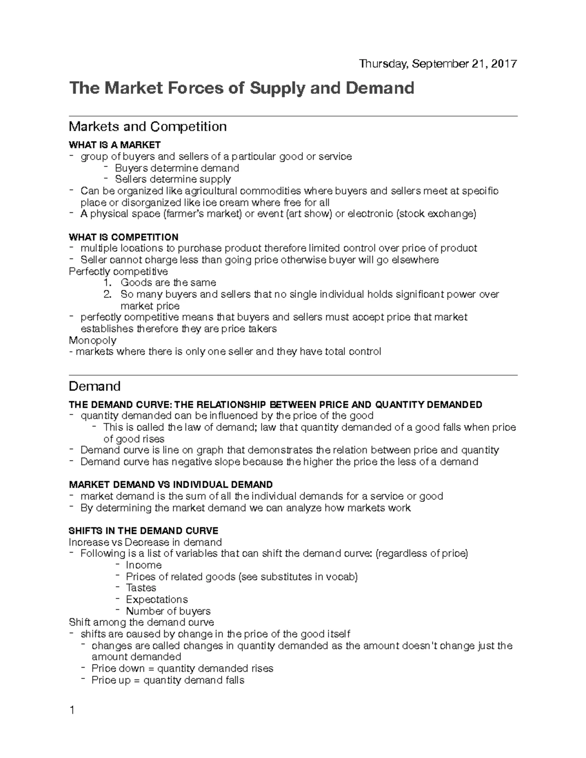Week 3 note (chapter 4) - The slope of supply/demand graphs are ...