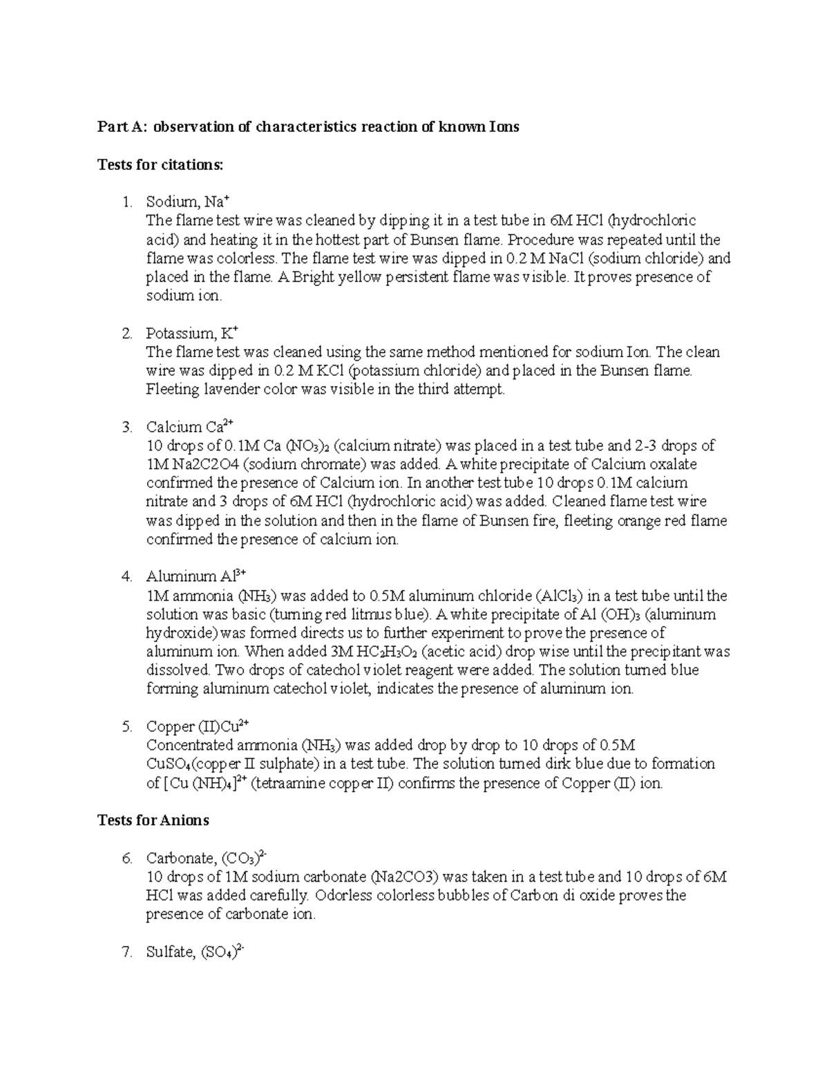 LAB Report #2: Characterization of Ions in SCC 201 Lab - Studocu