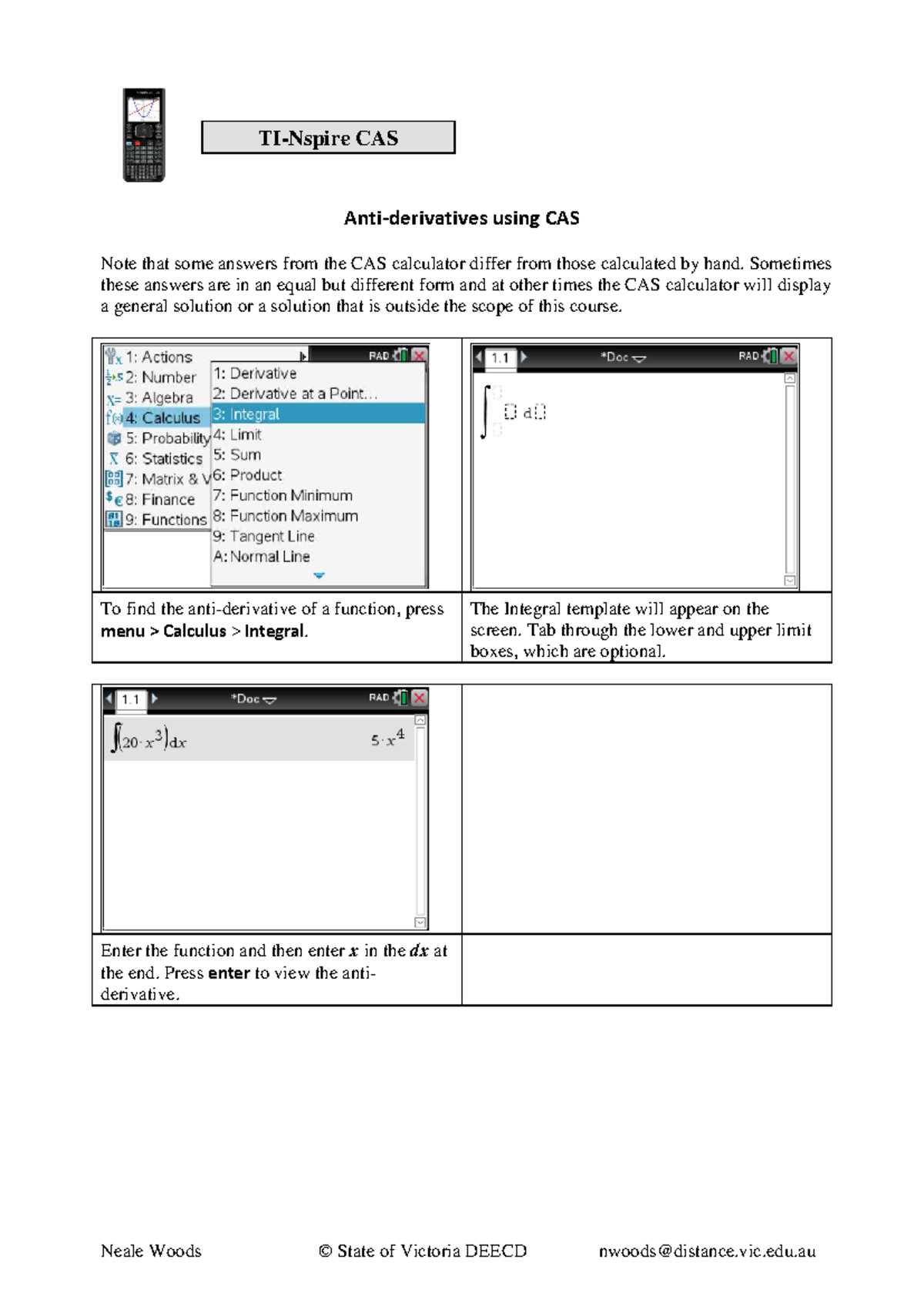 TI Anti-derivatives Tutorial - CAS Insights for Calculus - Studocu