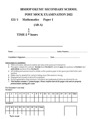 Mathematics - Mathematics Form 2 - Question Paper - ZERAKI ACHIEVERS ...