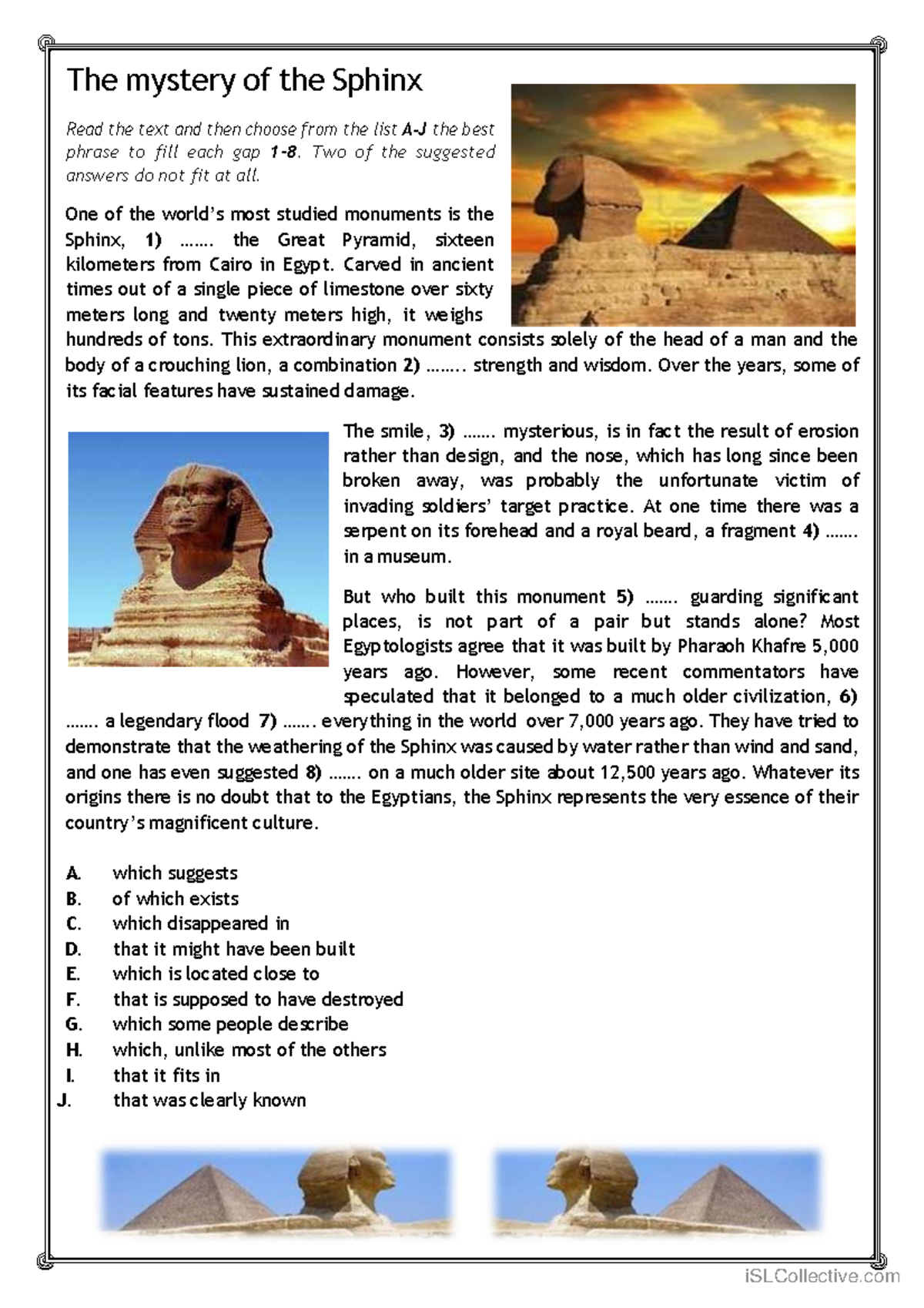 1.3 The Mystery of the Sphinx n,a - iSLCollective The mystery of the ...