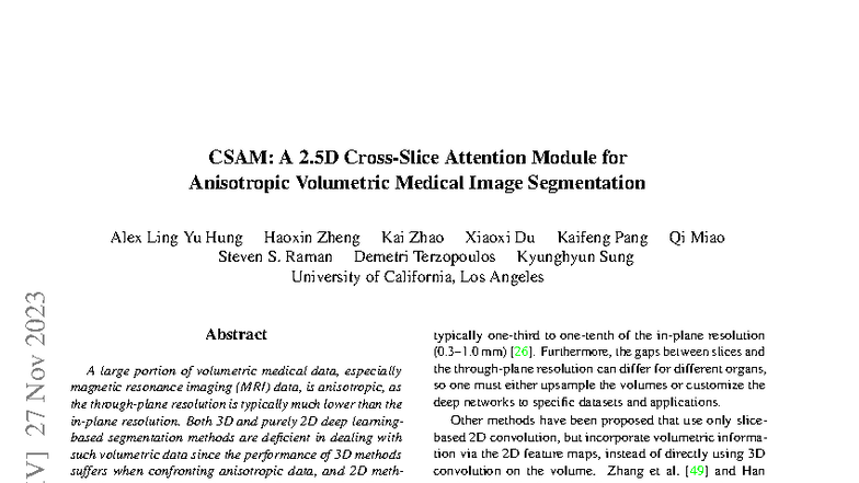 CSAM: A Novel 2.5D Attention Module for Medical Image Segmentation ...