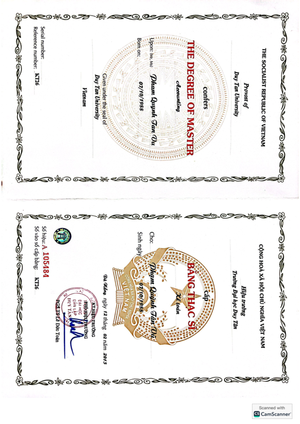 Master's Degree Conferral Document - Duy Tan University (2025) - Studocu