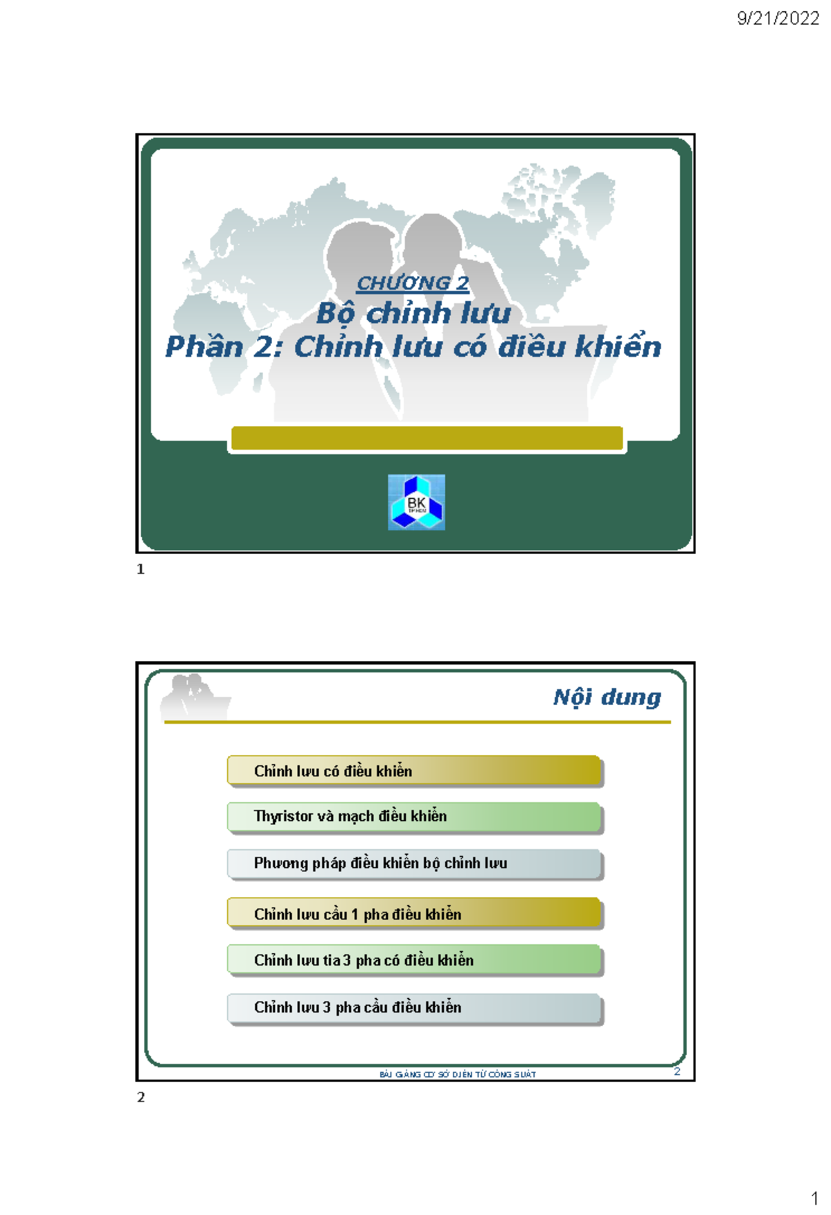 CHƯƠNG 2 - P2: Chỉnh Lưu Có Điều Khiển - BÀI GIẢNG CƠ CÔNG 2 - Studocu