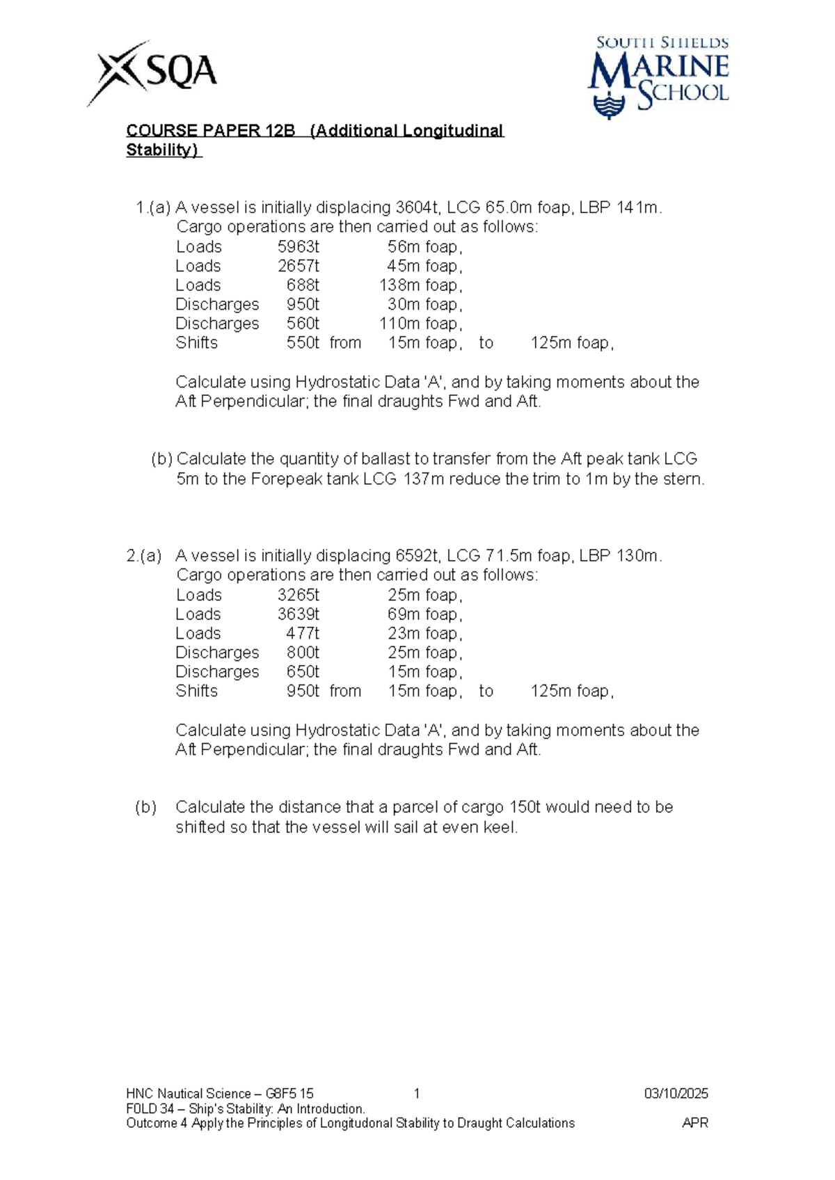 Course Paper 12B: Longitudinal Stability Calculations and Analysis ...