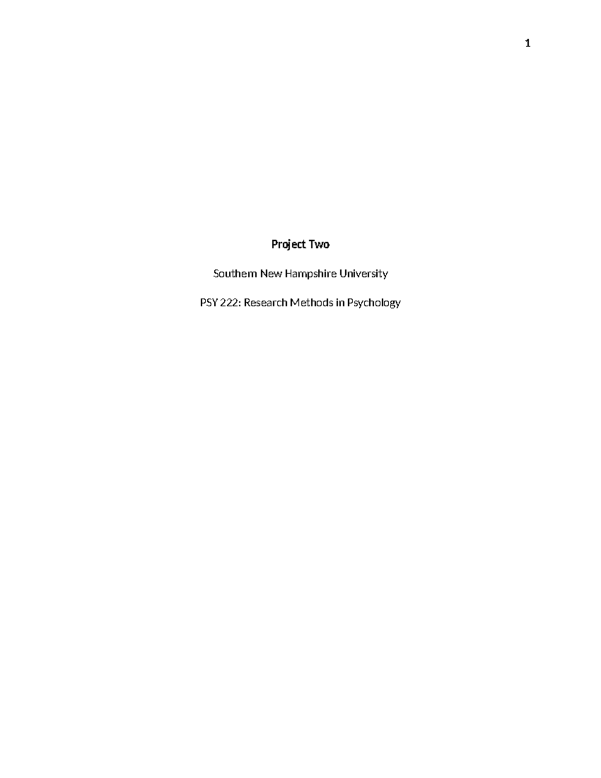 PSY222 Project Two - Received an A - Project Two Southern New Hampshire University PSY 222 ...