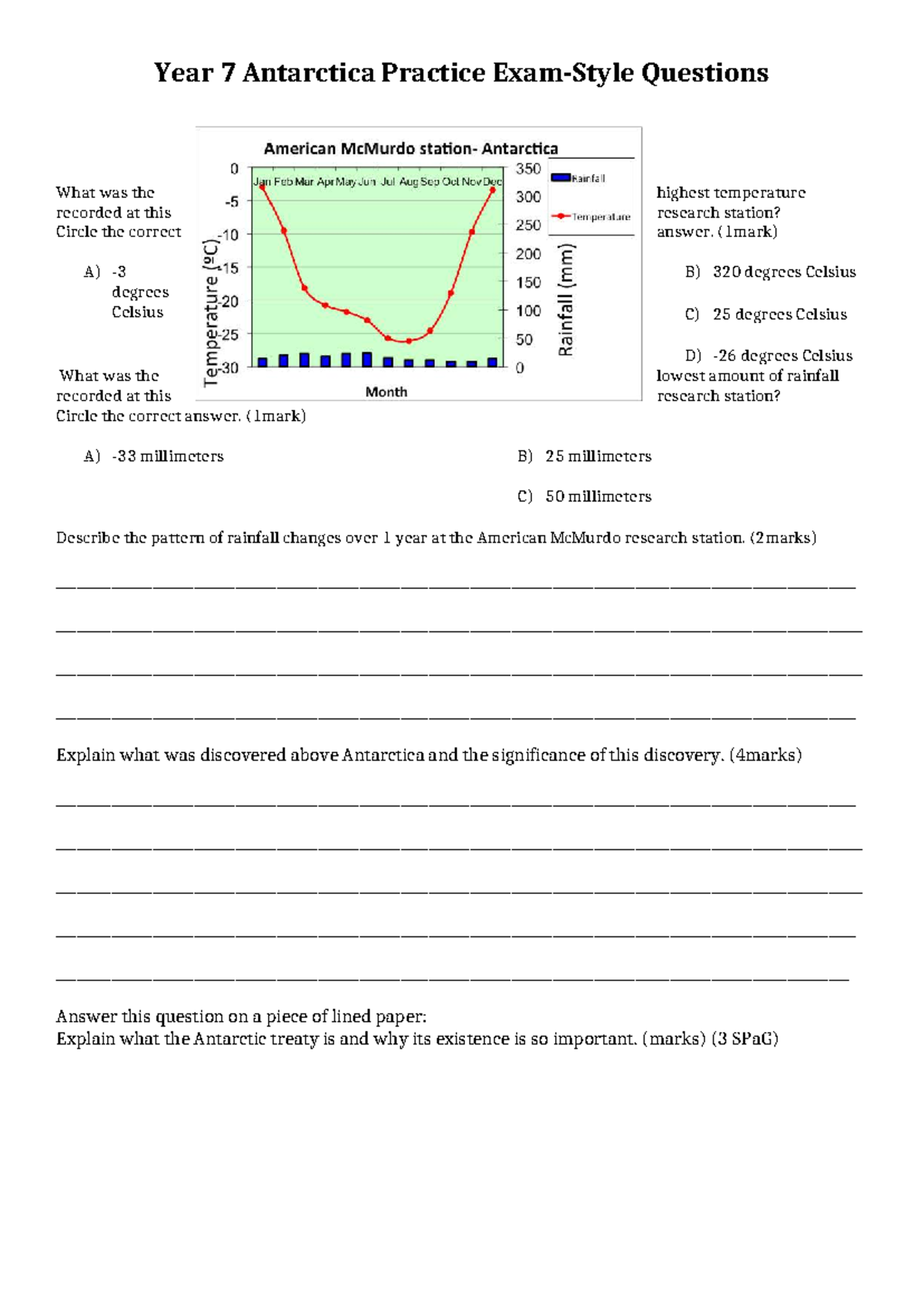 L4 5 Year 7 Antarctica Exam Practice Questions - Studocu