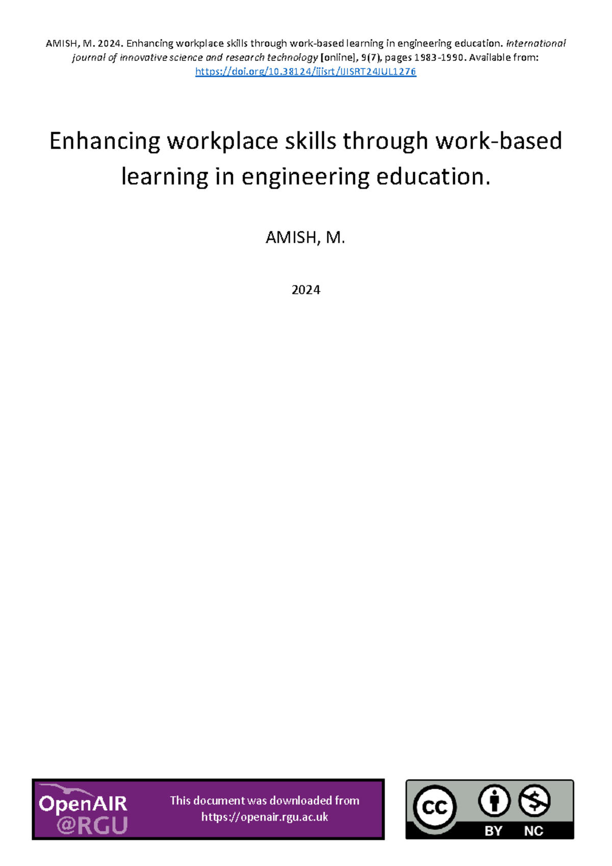 AMISH 2024: Enhancing Workplace Skills through WBL in Engineering ...