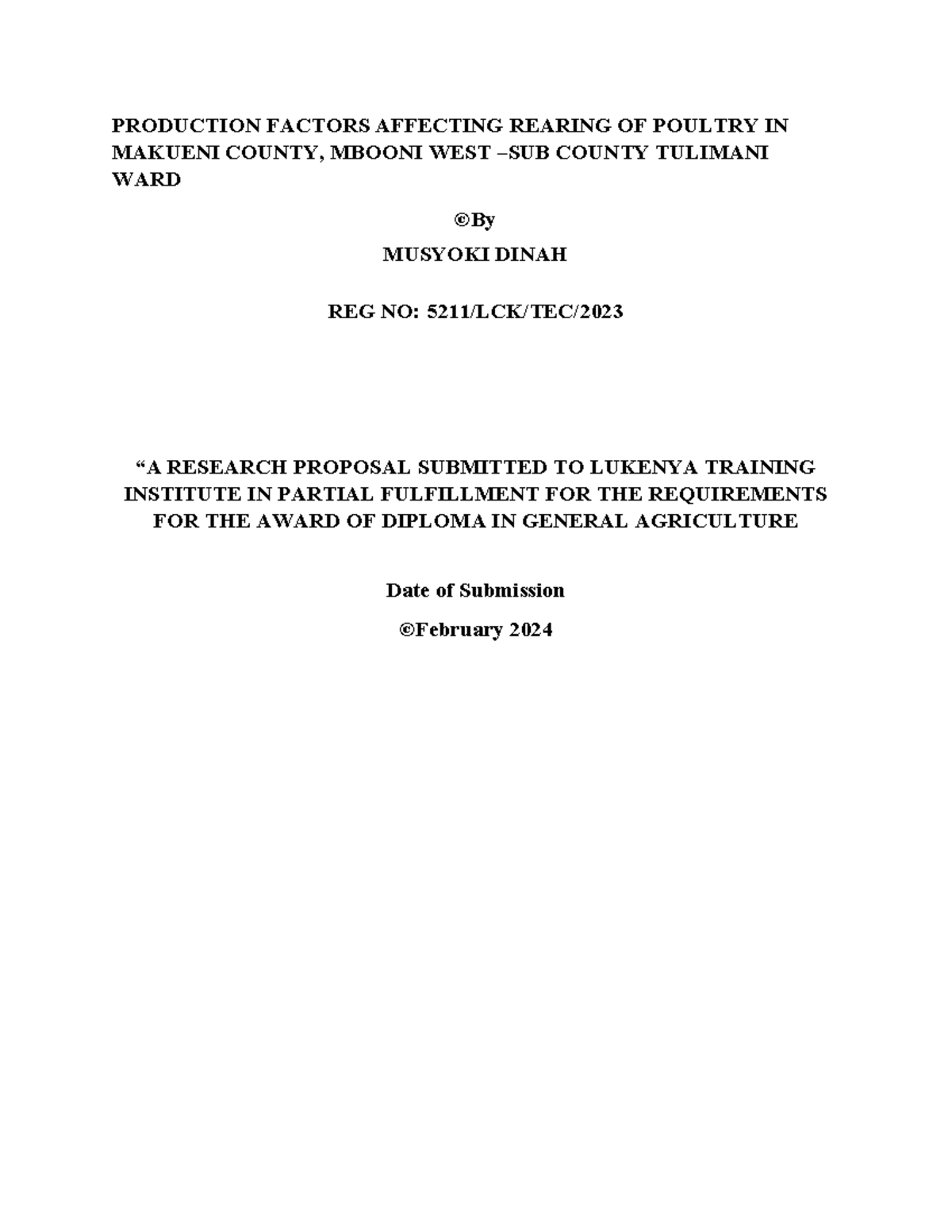 Factors Influencing Poultry Rearing in Makueni County: A Research ...