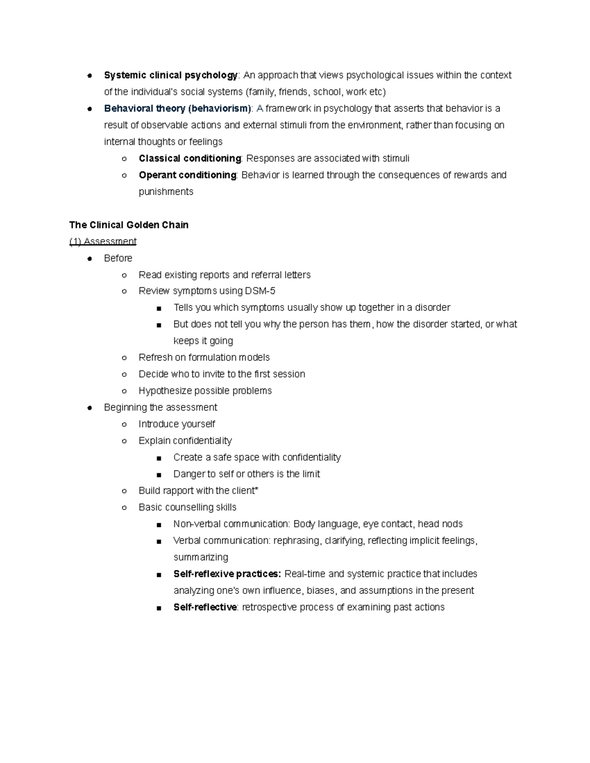 PL3257 Lecture Notes: Systemic Clinical Psychology & Behavioral ...