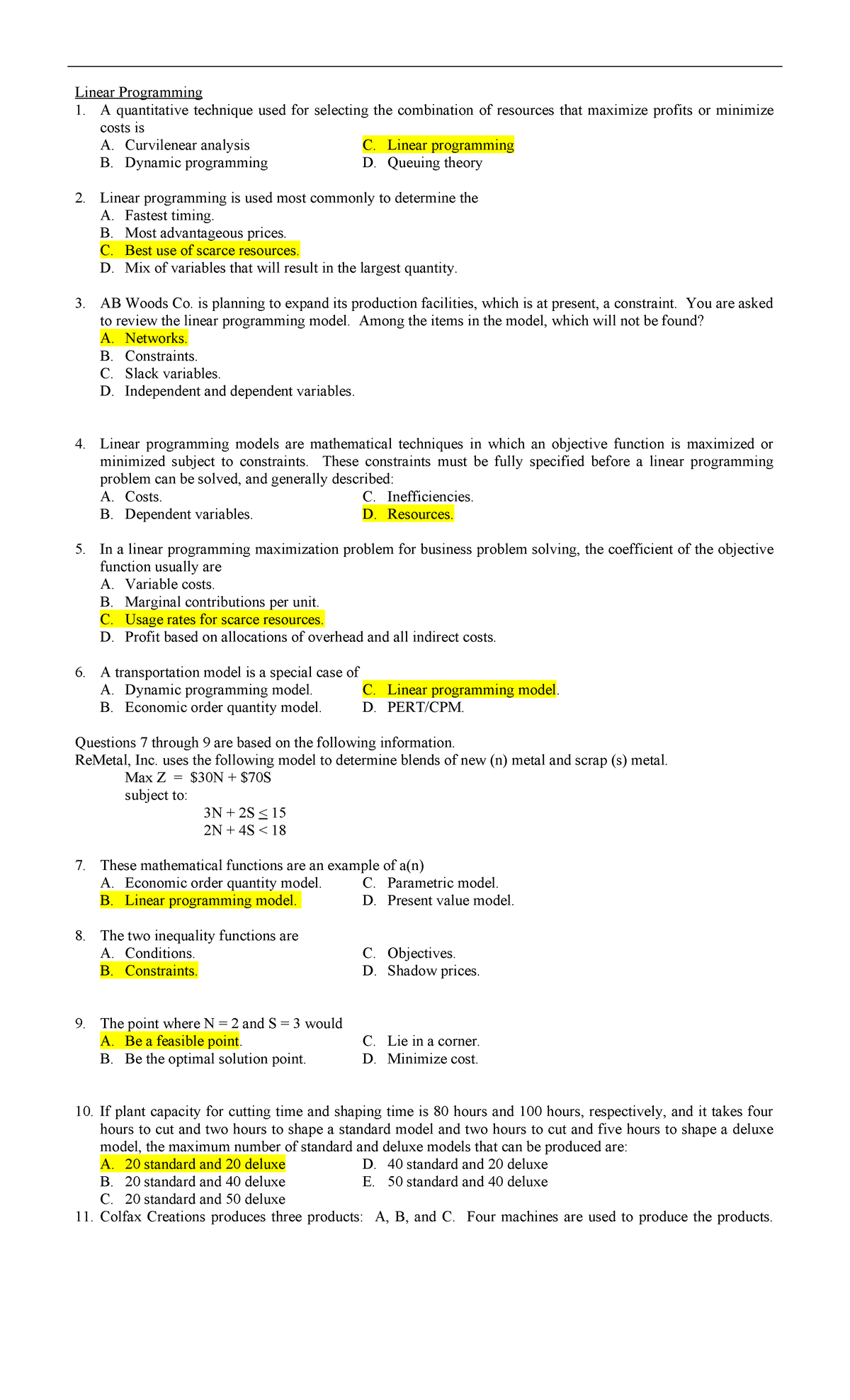 Linear Programming Concepts and Applications - Course Code: LP101 - Studocu